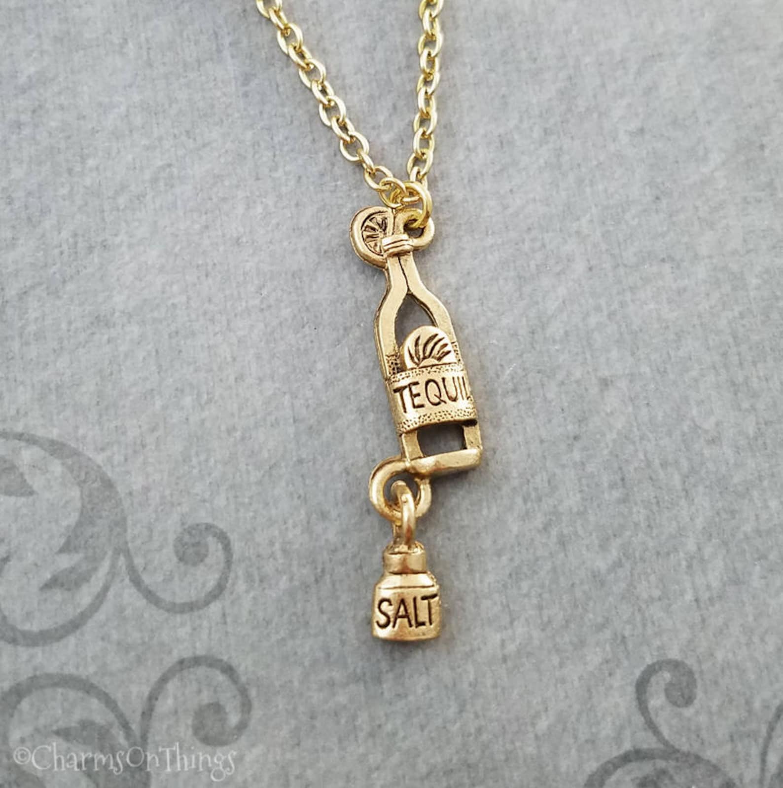 Tequila Necklace SMALL Tequila Jewelry Mexican Jewelry Charm - Etsy