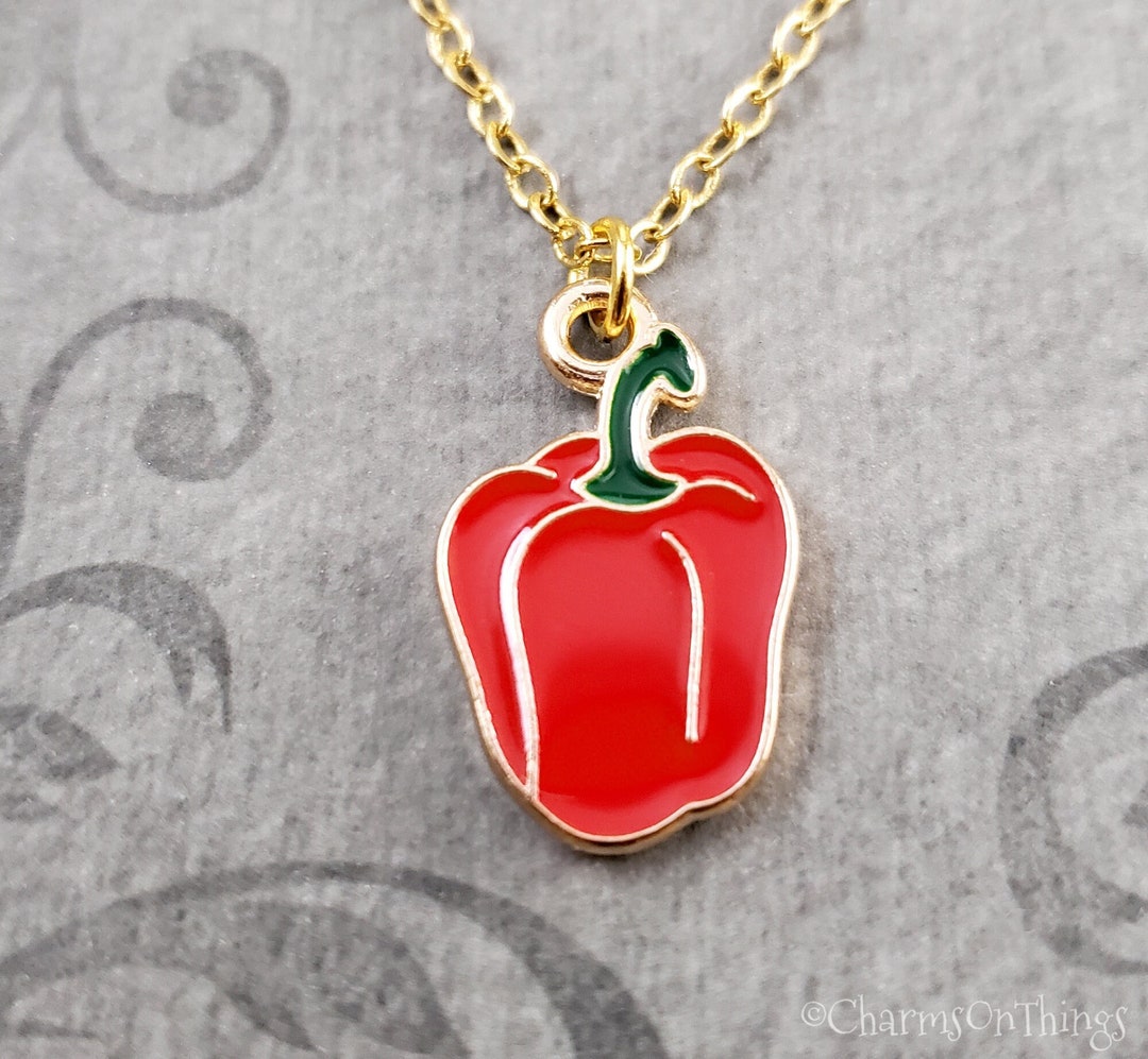 Red Bell Pepper Necklace Gardening Jewelry SMALL Pepper Charm Women's ...