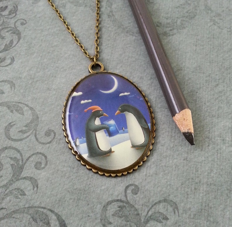 Penguin Necklace Cute Penguin Jewelry Scarab Pendant Scarab | Etsy