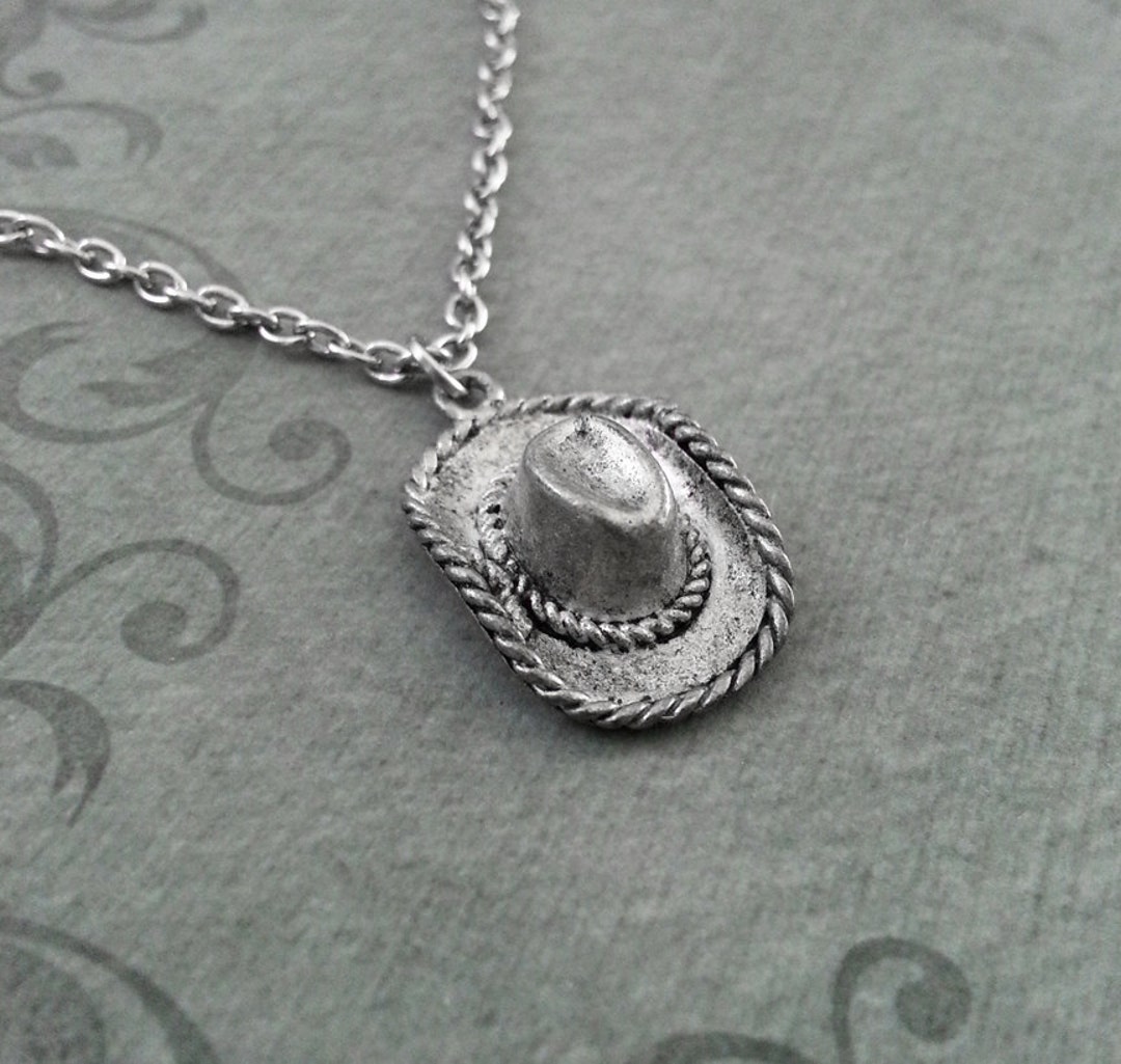 Cowboy Hat Necklace, SMALL Cowboy Necklace, Cowgirl Necklace, Southern ...