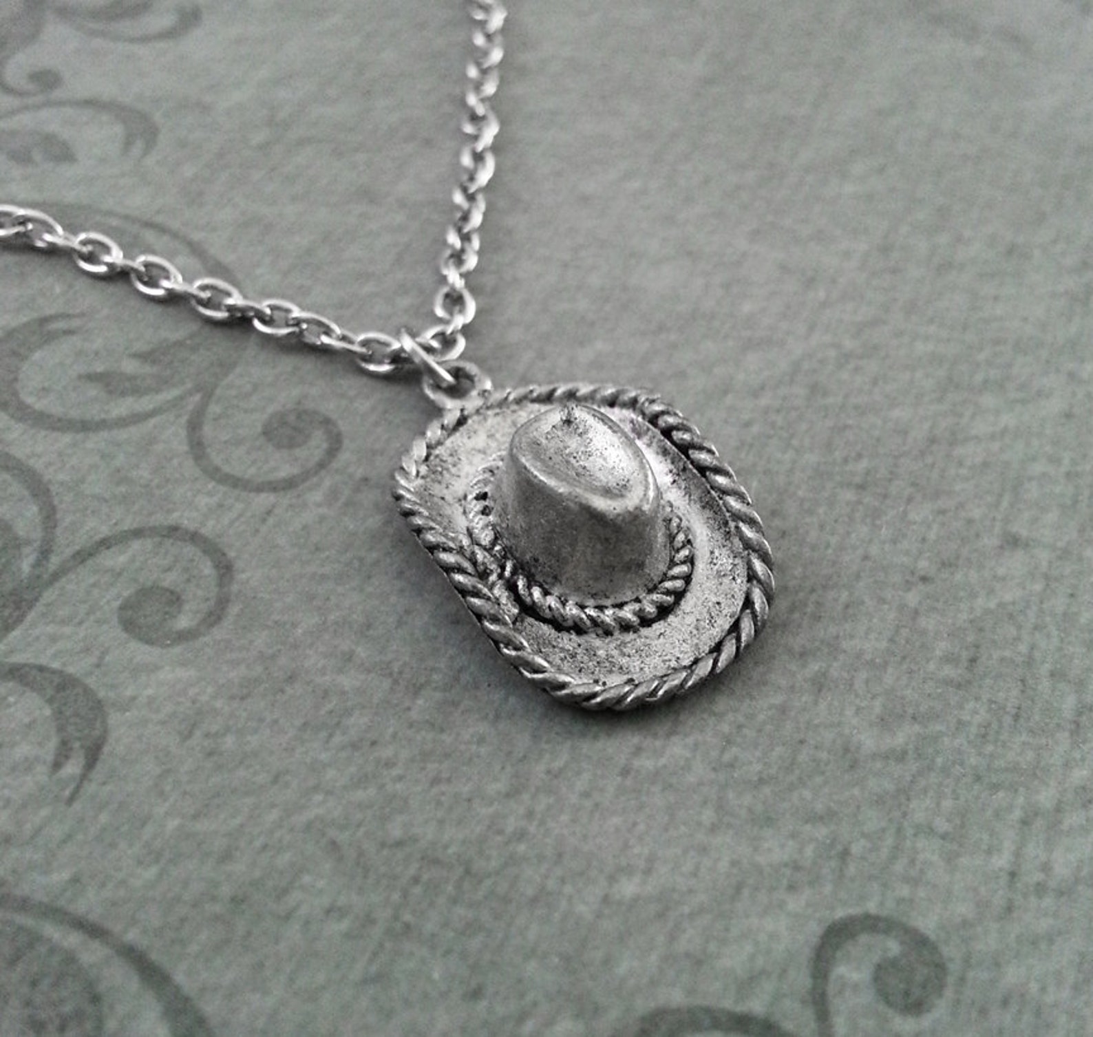 Cowboy Hat Necklace SMALL Cowboy Necklace Cowgirl Necklace - Etsy