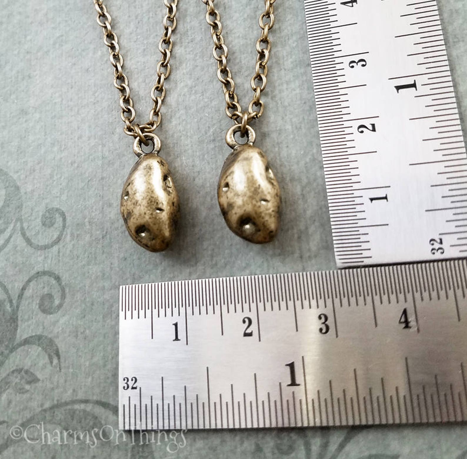 Potato Necklace SET of 2 SMALL Russet Potato Charm Necklaces Bronze ...