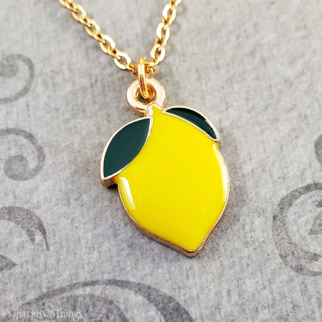 Lemon Necklace Yellow Lemon Jewelry SMALL Charm Lemon Women's Pendant ...