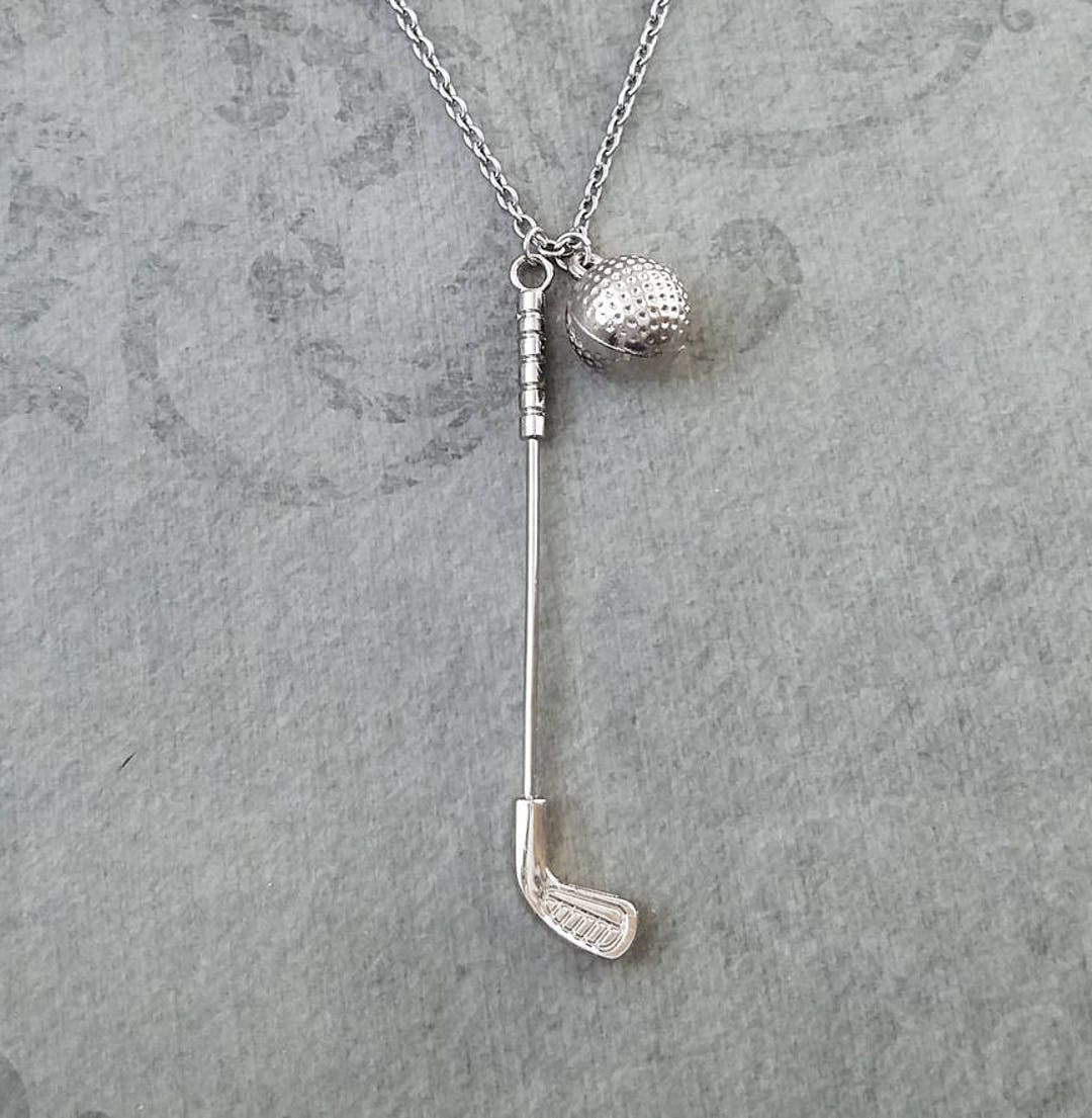 Golf Club Necklace LARGE Golf Ball Necklace Golfing Jewelry Golf ...