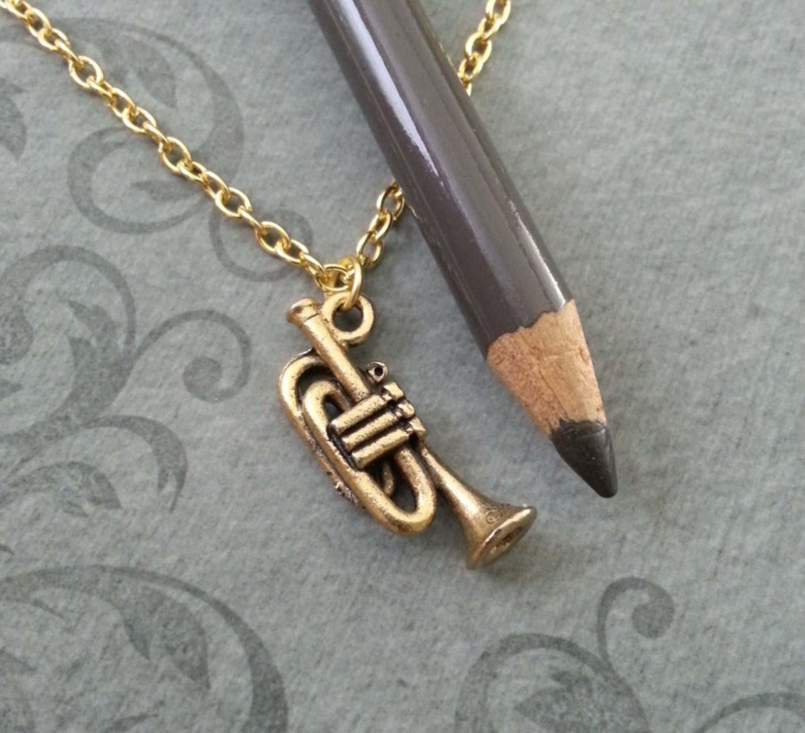 Trumpet Necklace SMALL Trumpet Gift Trumpet Jewelry Gold - Etsy