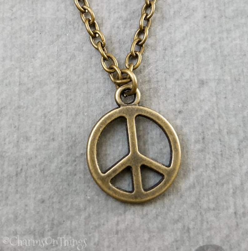 Peace Sign Necklace VERY SMALL Peace Sign Charm Necklace Peace - Etsy