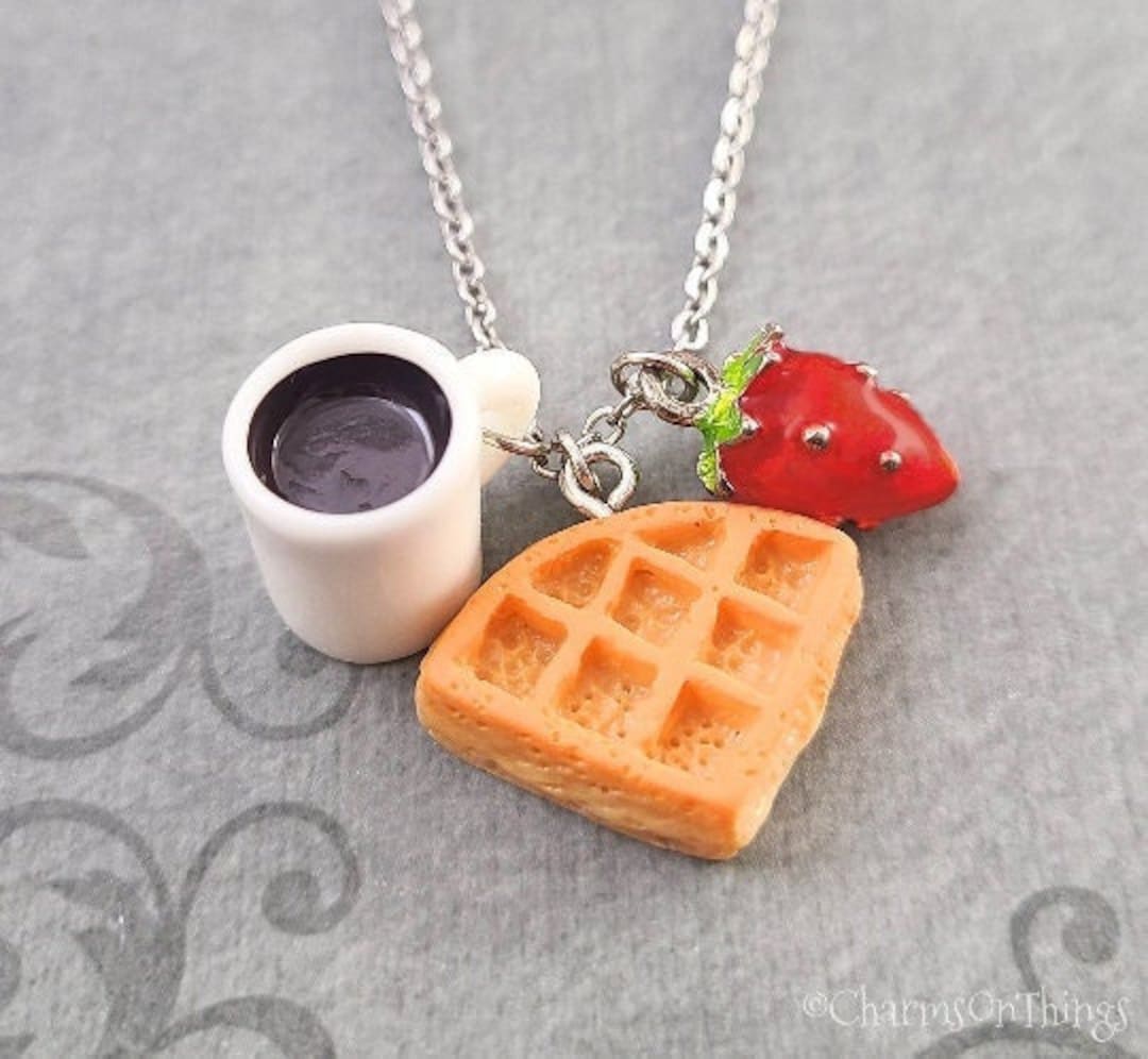 Waffle Necklace Waffle Charm Necklace Waffle Pendant Waffle Jewelry ...