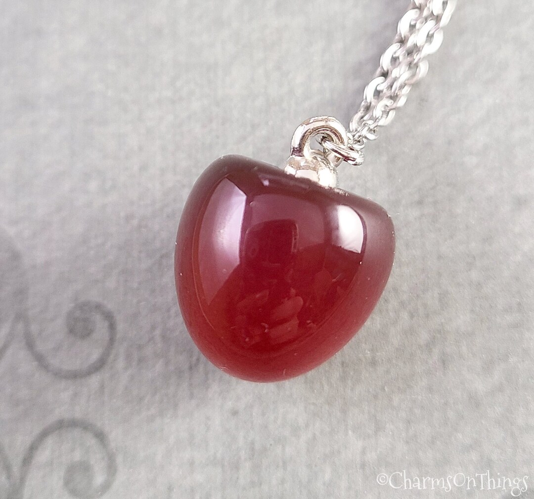 Cherry Necklace Small Red Cherry Charm Black Cherry Pendant Necklace ...
