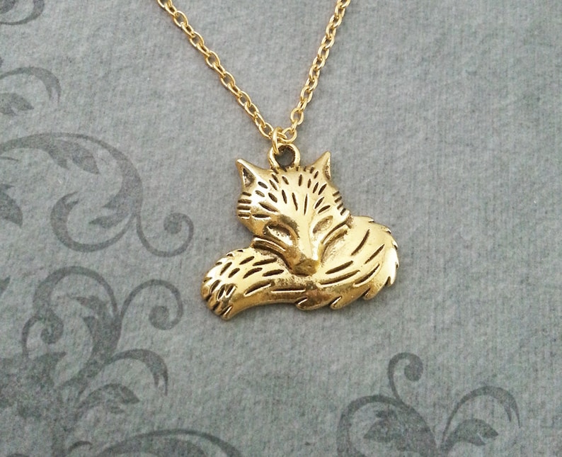 Fox Necklace Gold Fox Jewelry Fox Pendant Necklace Sleeping - Etsy