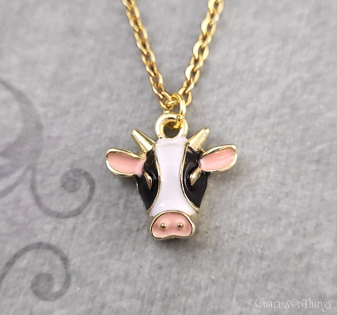 Cow Necklace Cow Jewelry SMALL Cow Charm Cow Pendant Necklace Farming ...