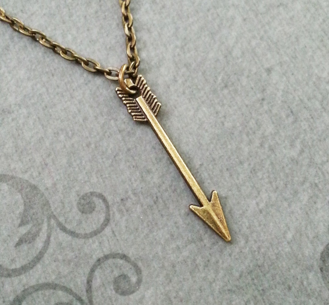 Arrow Necklace Bronze Arrow Jewelry Arrow Charm Necklace Arrow Pendant ...
