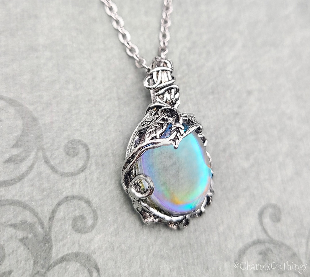 Amulet Necklace SMALL Clear Blue Gem Necklace Resin Magic Amulet ...