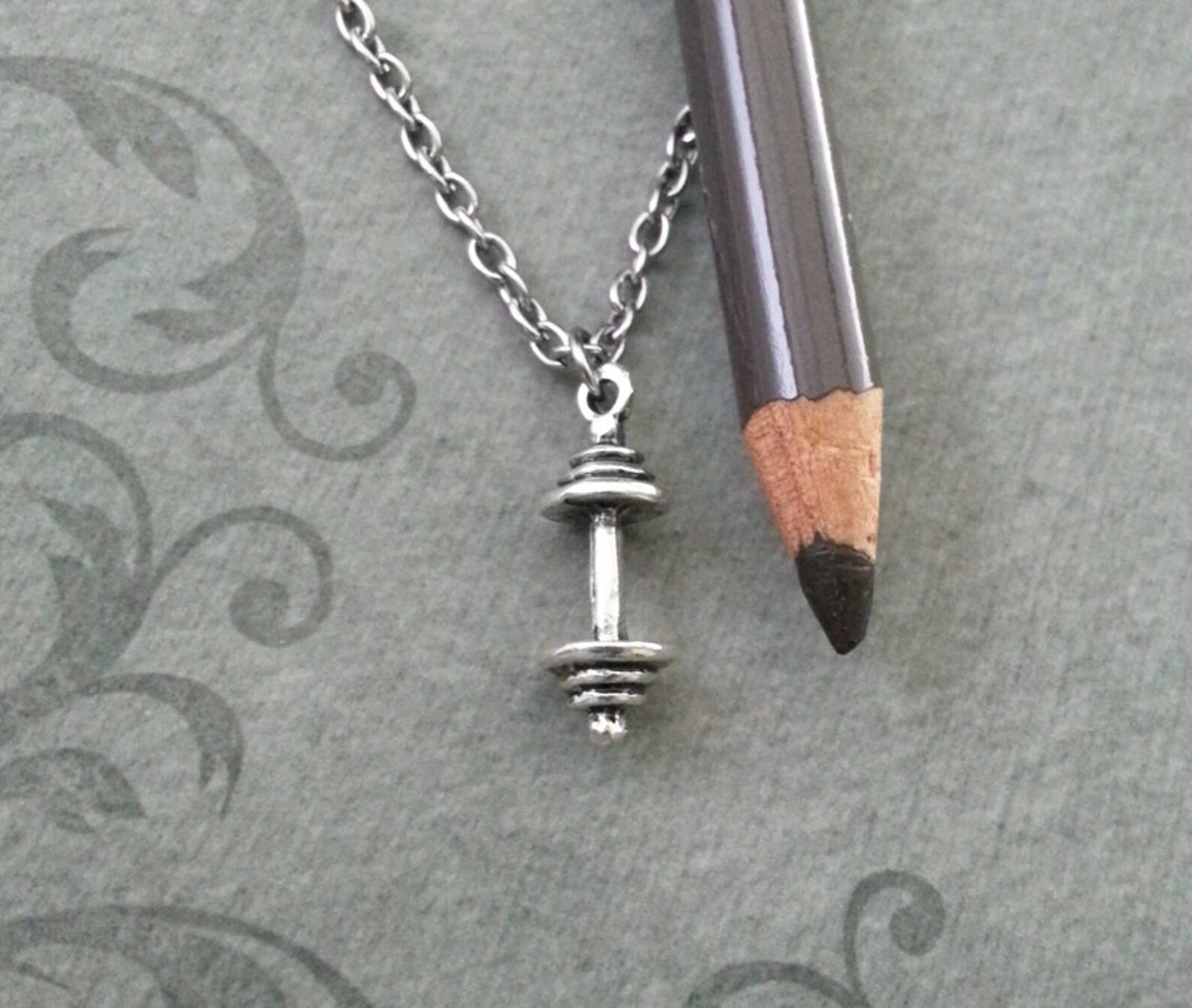 Dumbbell Necklace VERY SMALL Dumbbell Jewelry Exercise Gift | Etsy