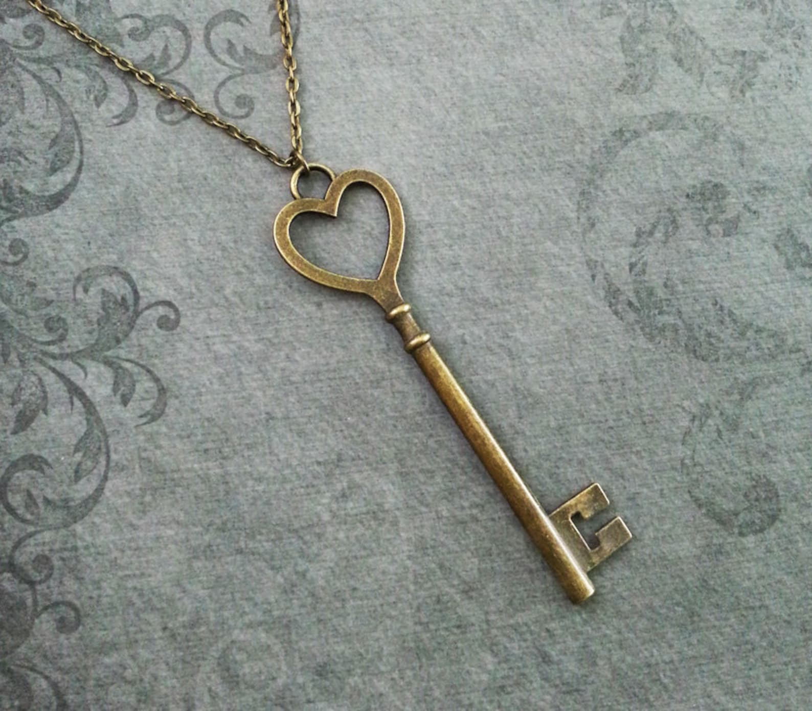 Heart Key Necklace LARGE Key to My Heart Necklace Key Jewelry | Etsy