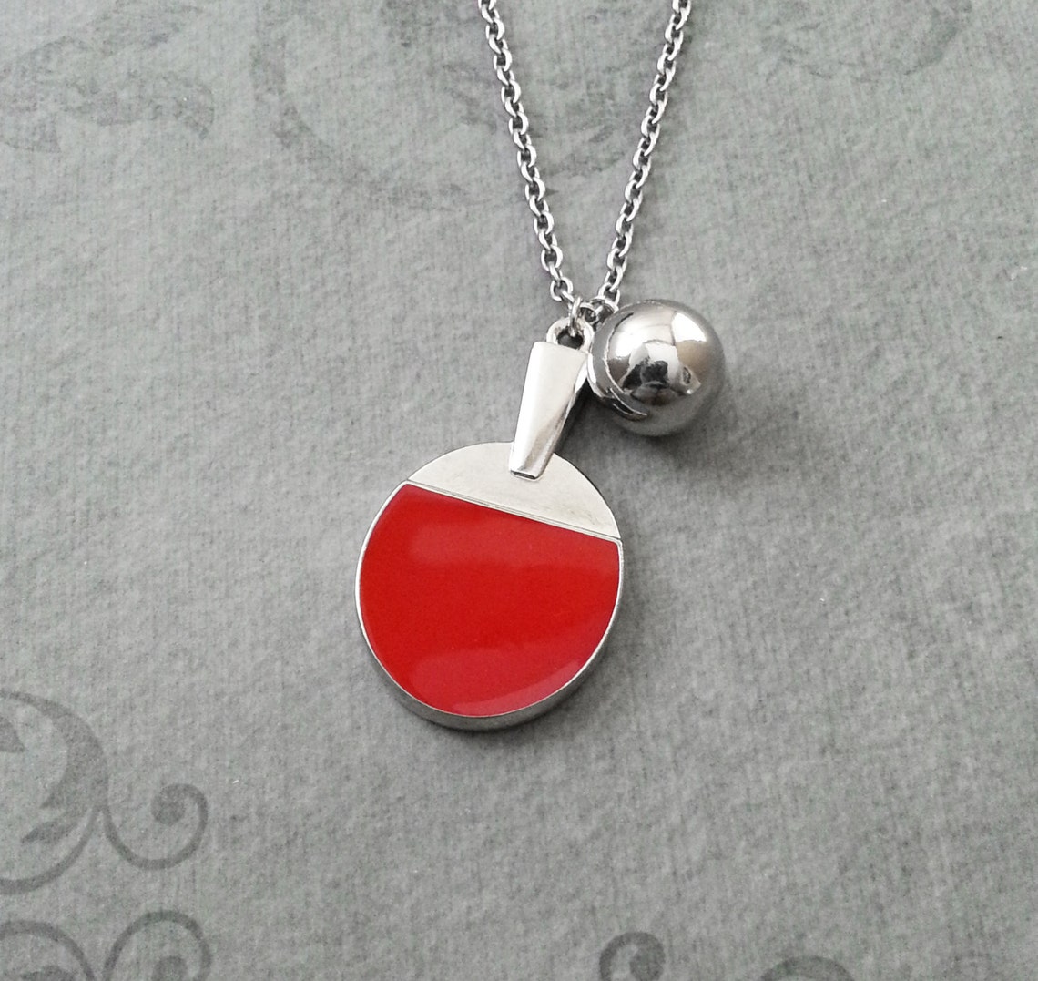 Ping Pong Necklace Ping Pong Ball Necklace Red Ping Pong Paddle ...
