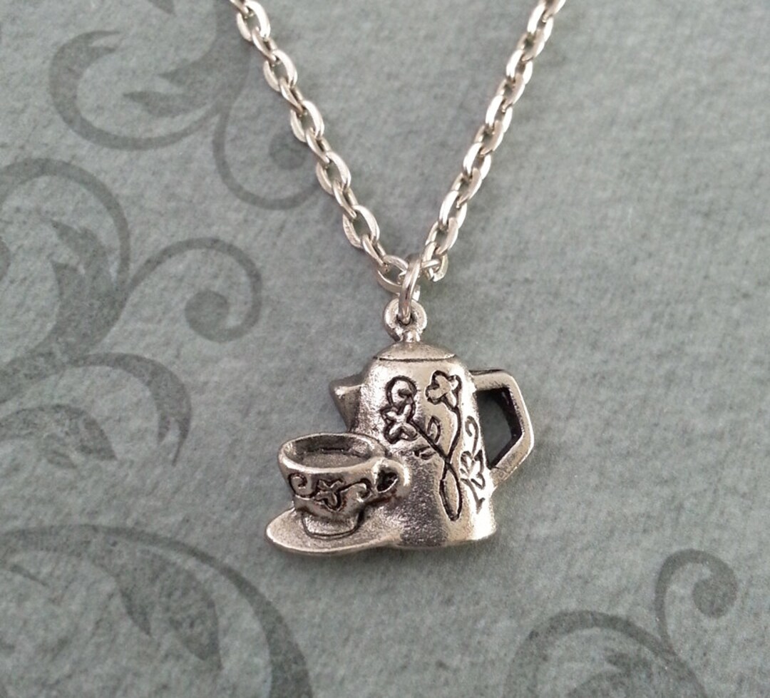 Teapot Necklace SMALL Tea Jewelry Teacup Pendant Necklace Teapot Charm ...