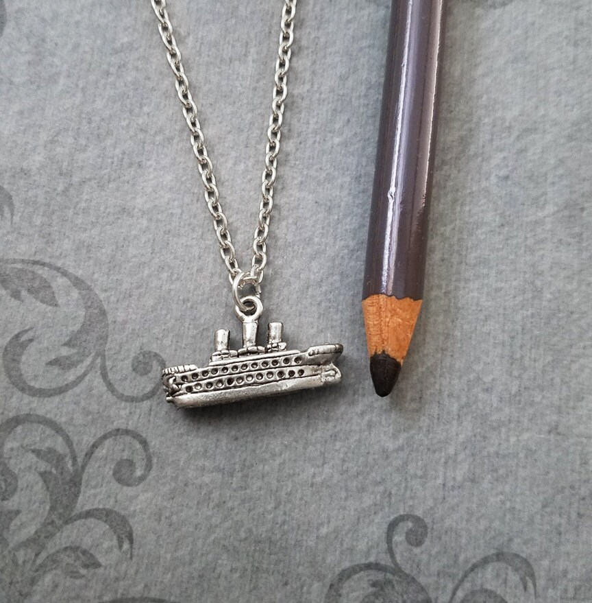 Ship Necklace VERY SMALL Cruise Ship Charm Necklace Boat Necklace Ship ...