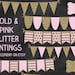 Gold Glitter Bunting Clipart: Bunting Banner Clipart, Pink and Gold ...