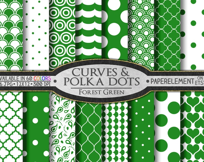 Forest Green Polka Dot Scrapbook Paper: White and Green - Etsy