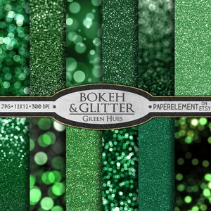 Green Glitter Paper: Green Glitter Digital Paper, Green Digital ...
