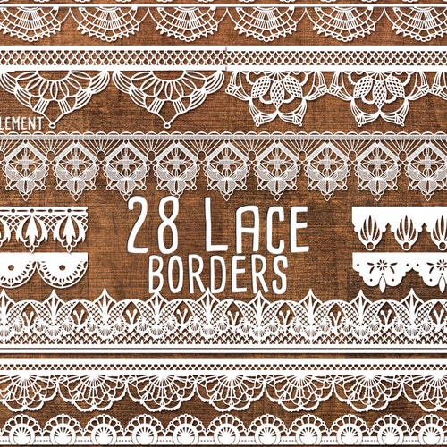 Lace Border Clipart Pack: Delicate Lacey Trim Clip Art Overlay - Etsy