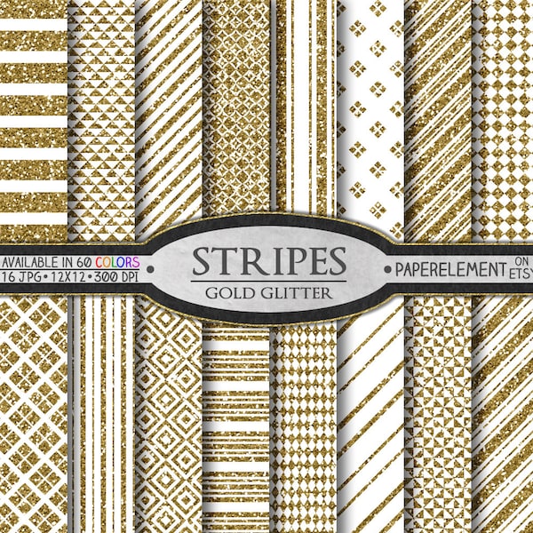 Gold Glitter Stripes - Etsy