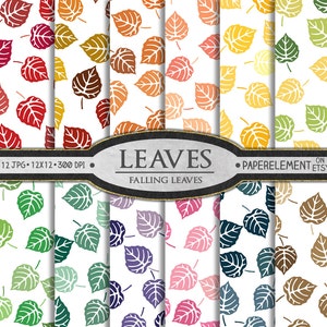 Falling Leaves Digital Paper: Leaf Digital Paper, Fall Leaf Paper, Leaf ...