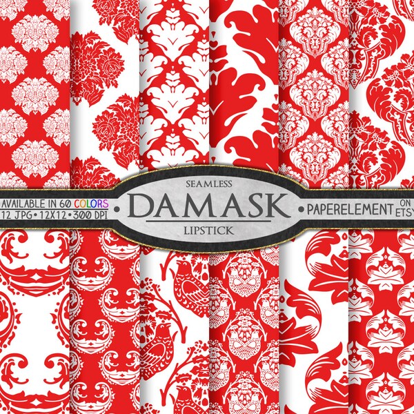 Red Damask Paper - Etsy