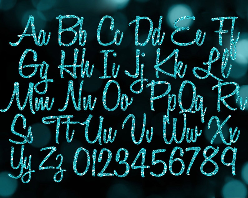 Blue Glitter Alphabet Clipart Overlays: Printable Cursive - Etsy