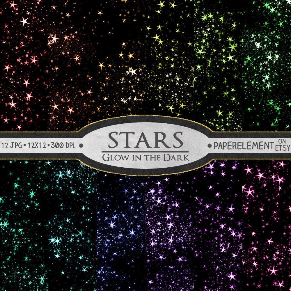 Stars Digital Paper: Star Scrapbook Paper Glowing Stars - Etsy