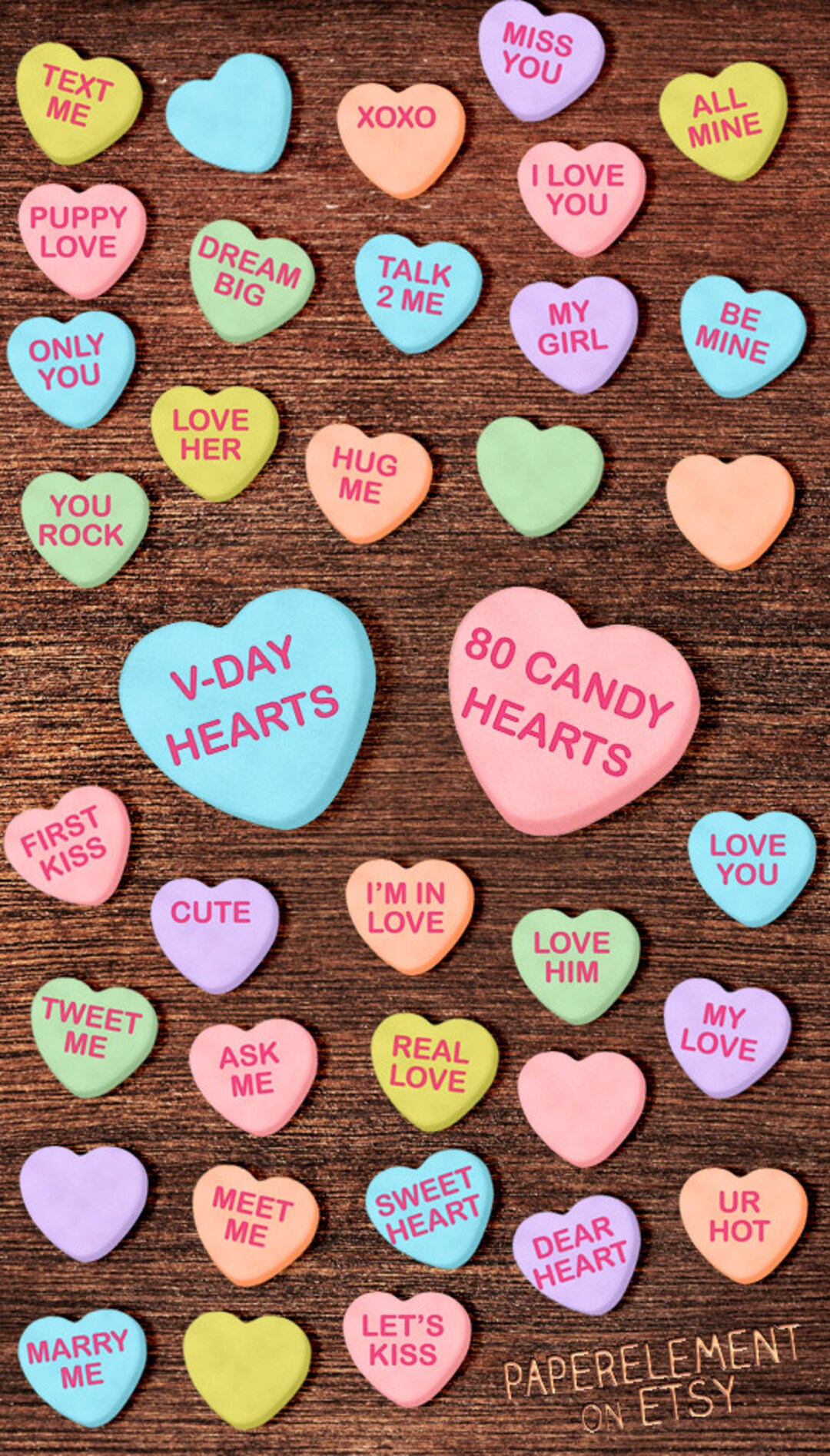 Conversation Heart Clipart: Valentine Candy Clipart, Valentines Clip ...