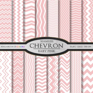 Baby Pink Chevron Digital Paper Pack - Instant Download - Petal, Blush ...