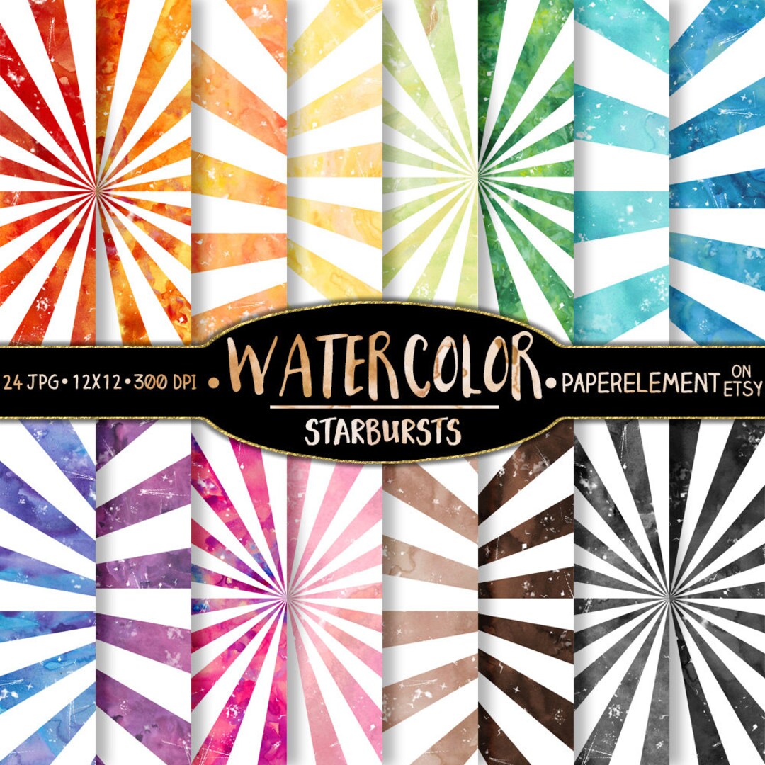 Watercolor Starburst Backgrounds - Starburst Backdrops - Colorful Star ...