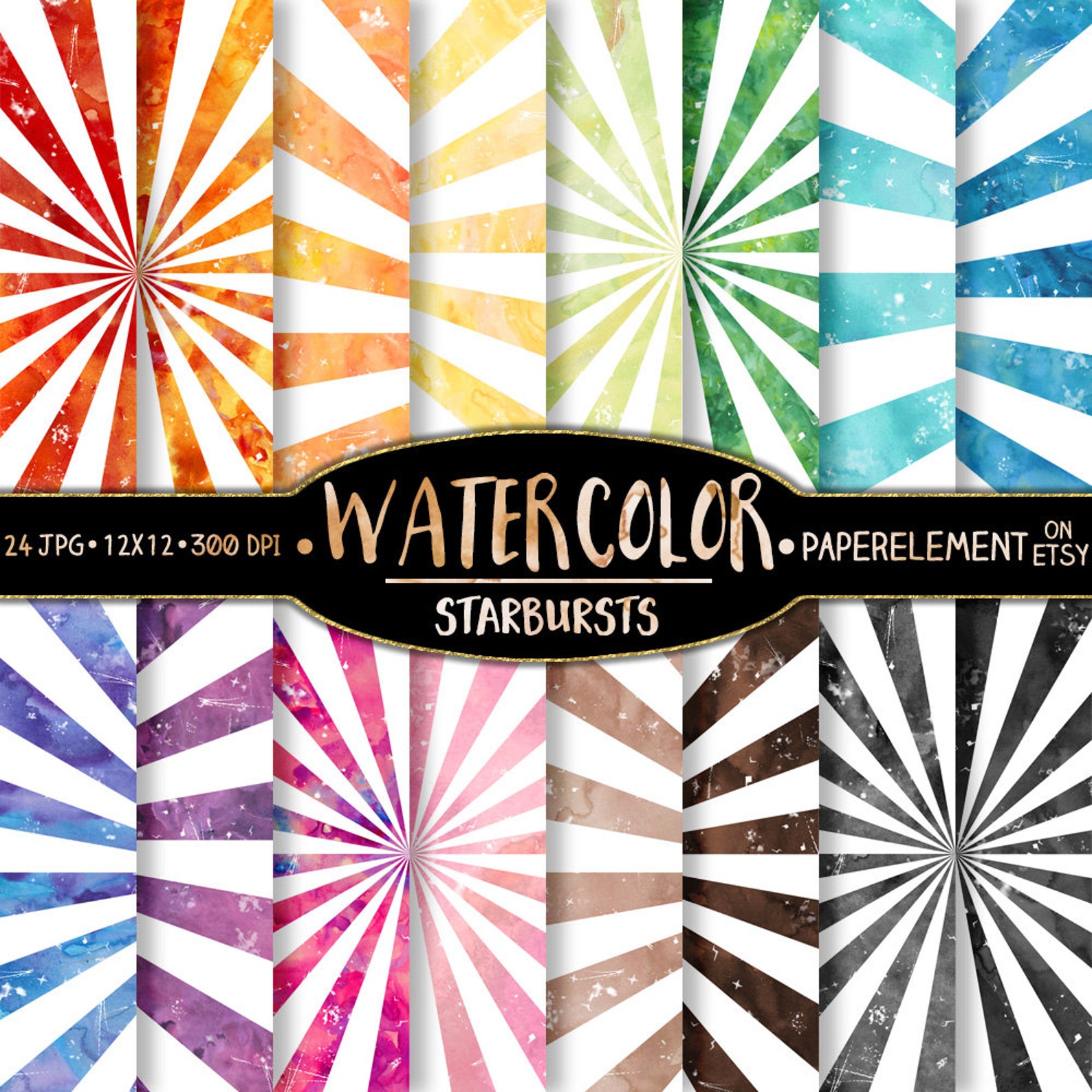 Watercolor Starburst Backgrounds - Starburst Backdrops - Colorful Star ...
