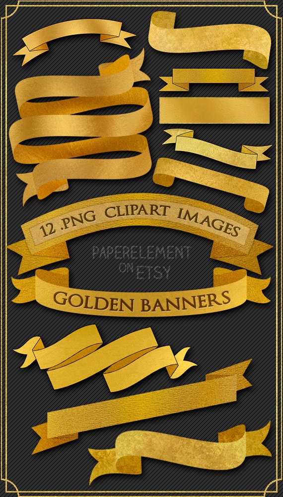 Blank Gold Ribbon Banner
