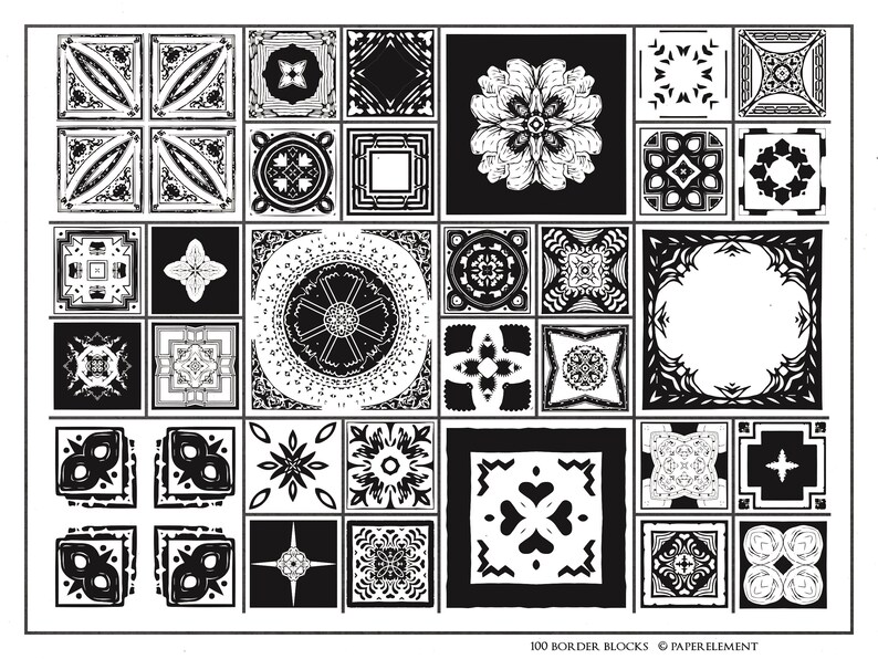 100 Border Blocks Vector Set Border Tiles Art in Ai EPS - Etsy