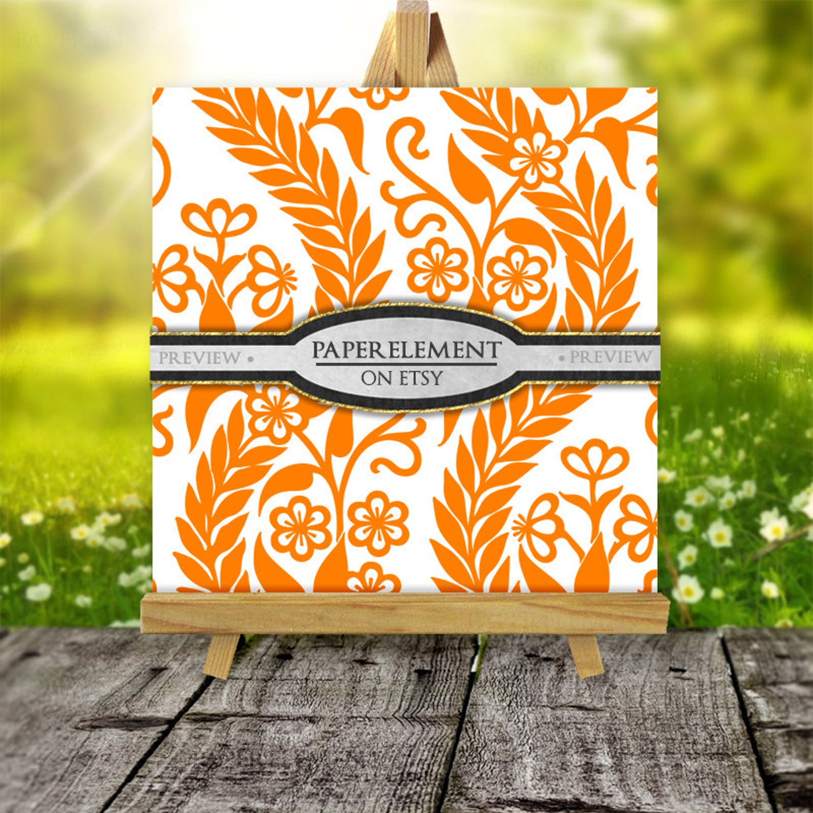 Bright Orange Floral Digital Paper Patterns: Printable 12x12 - Etsy