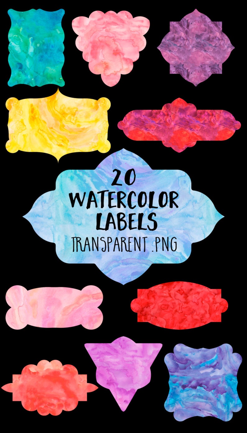 Watercolor Label Clipart: Watercolor Label Clip Art - Etsy