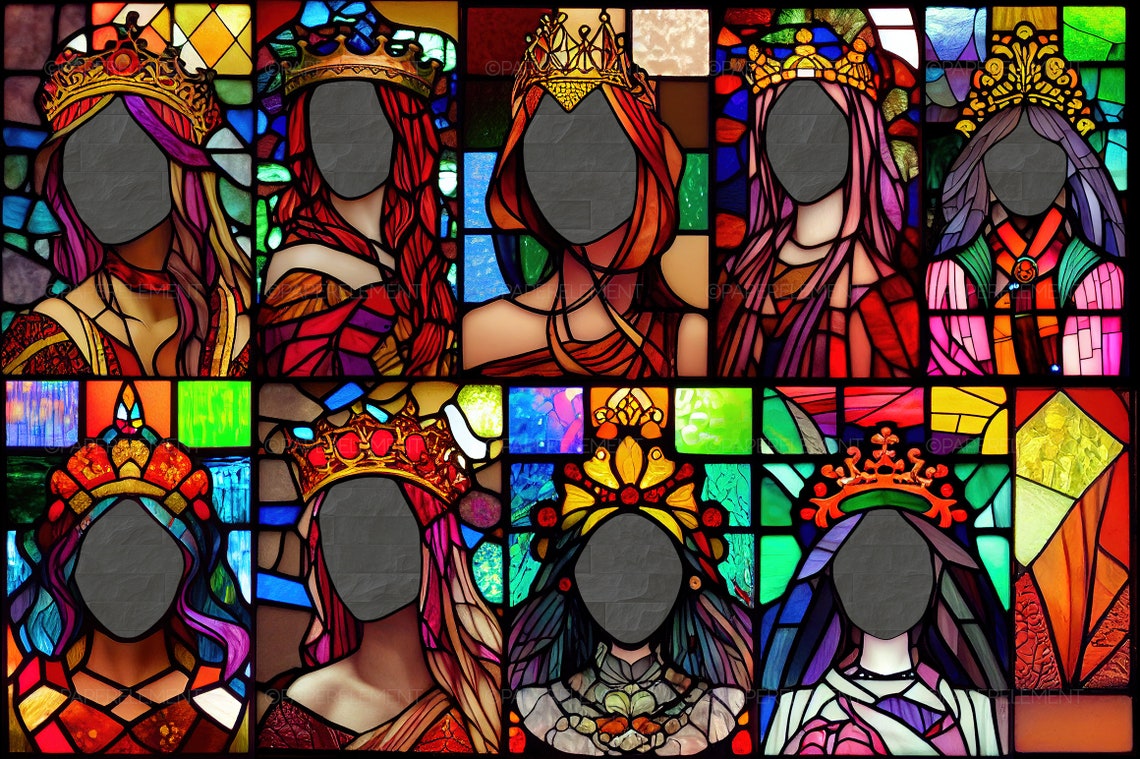 Stained Glass Princess Overlay Clipart Cute Fantasy Clip Art - Etsy