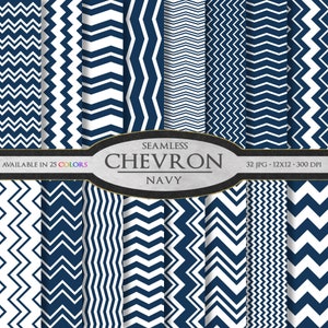 Navy Blue Chevron Digital Paper Pack - Instant Download - Digital ...