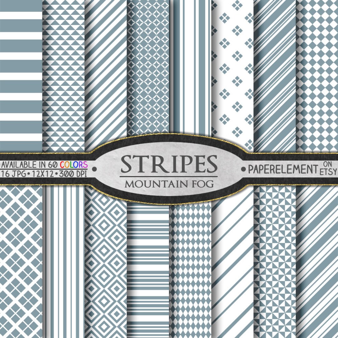 Mountain Fog Gray Stripe Digital Paper Pack: Thin, Thick, Horizontal ...