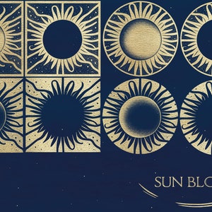 Classic Sun Clipart Set: Vintage 90s Celestial Face Designs - Gold ...