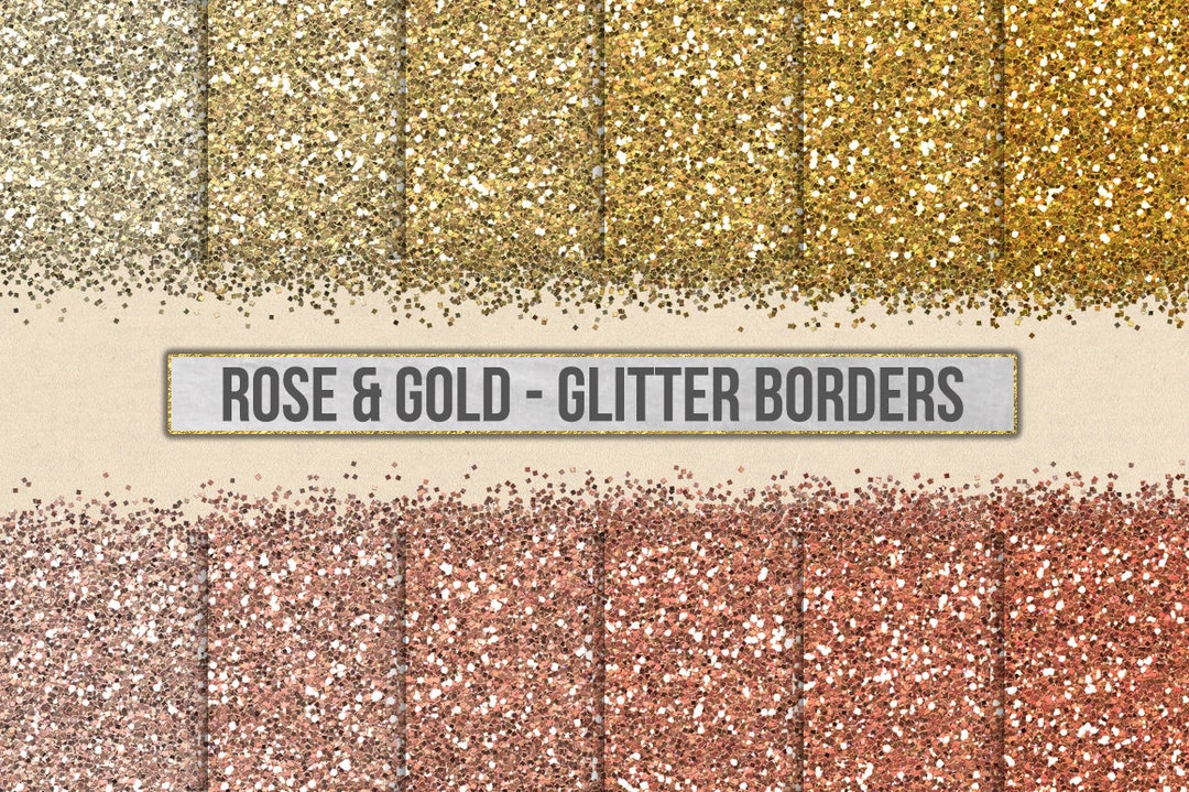 Rose Gold and Gold Glitter Border Clipart - Transparent PNG Clip Art of ...