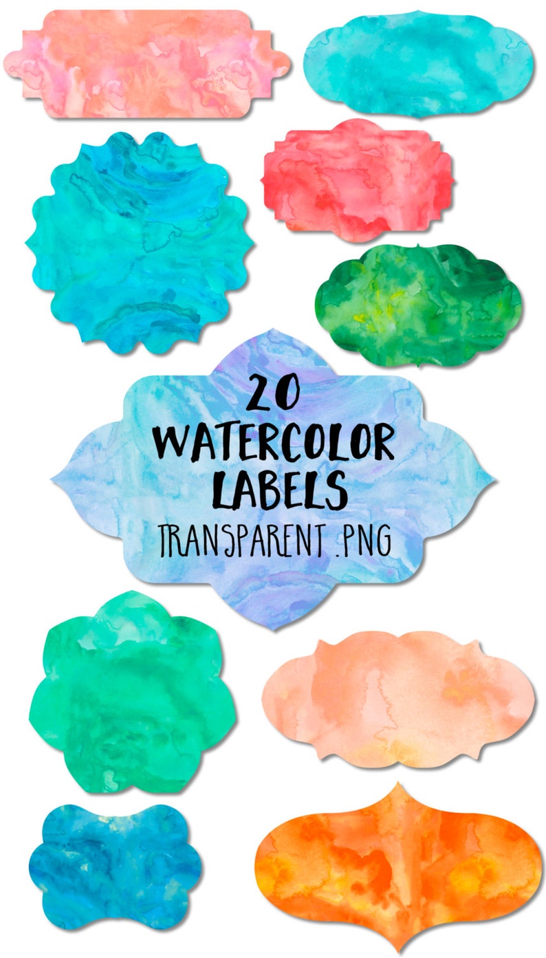 Watercolor Label Clipart: Watercolor Label Clip Art - Etsy