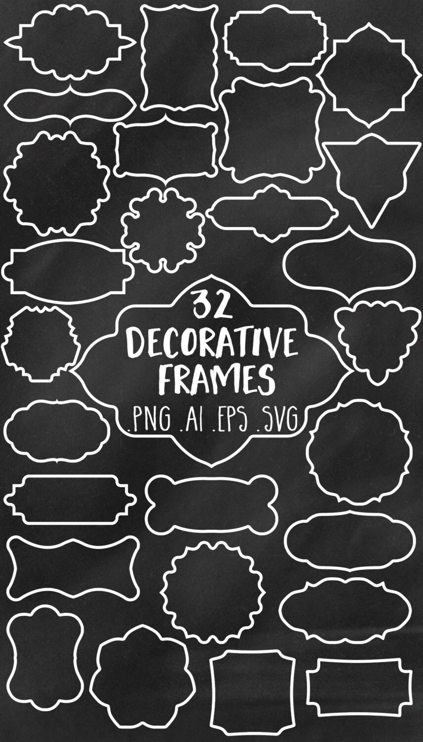 Vector Frame Clipart: Frames Clip Art Chalk Frame Clipart - Etsy