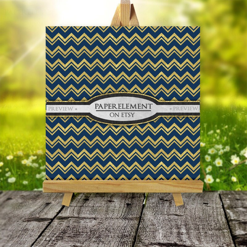 Navy Blue Digital Paper Pack - Chevron Digital Scrapbook Paper for ...