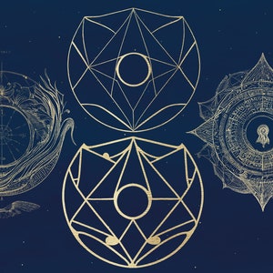 Ornate Magical Circle Clipart & Stamp Brush: Symbols, Glyphs, Runes ...