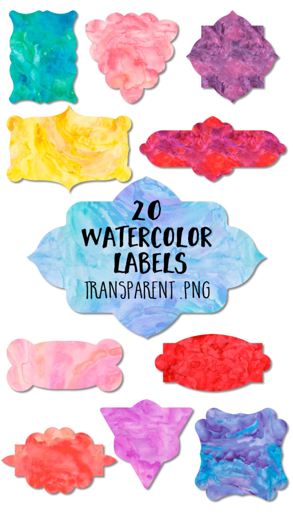 Watercolor Label Clipart: Watercolor Label Clip Art - Etsy