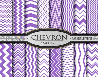 Purple Chevron Digital Paper Pack Instant Download | Etsy