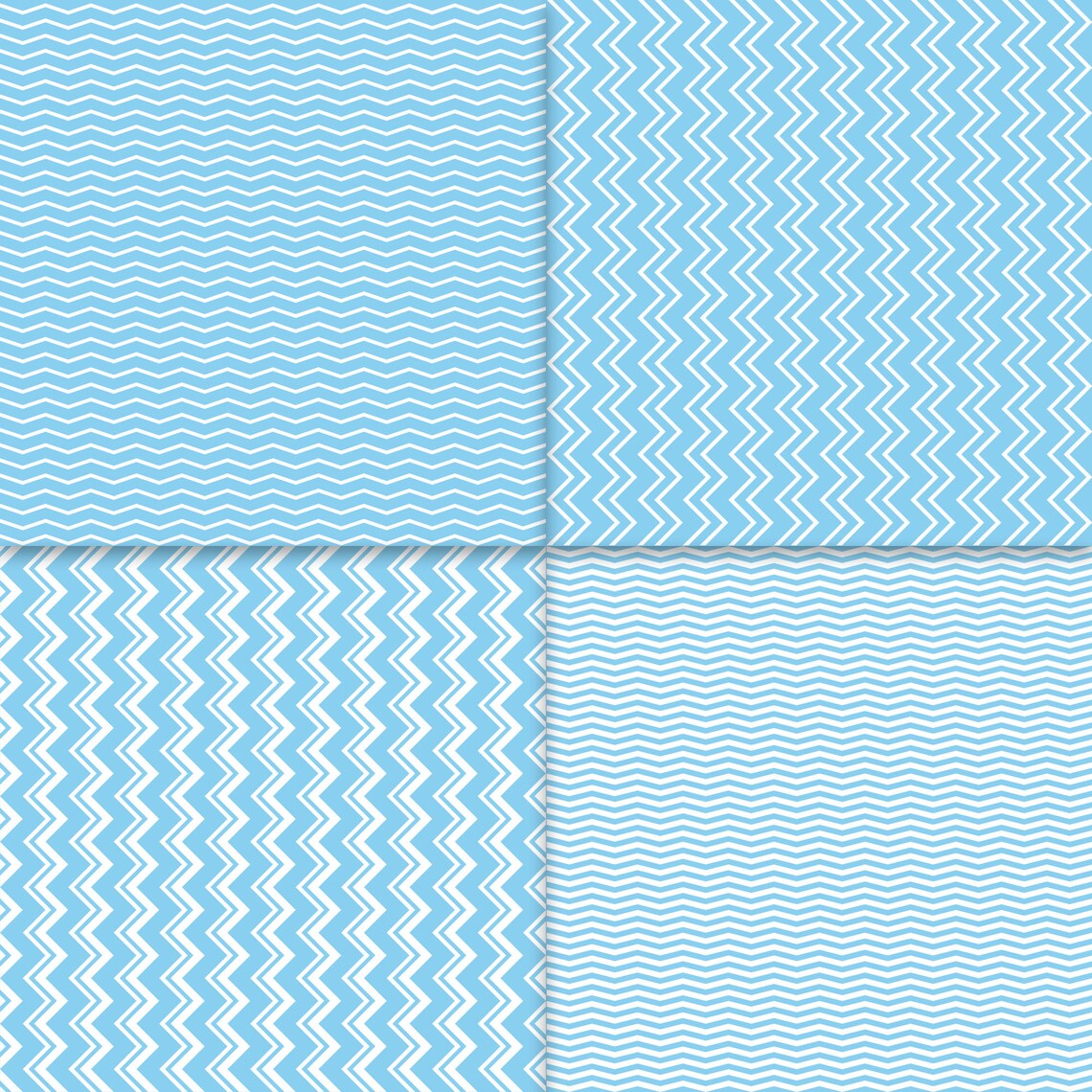 Baby Blue Chevron Digital Paper Pack - Instant Download - Digital ...